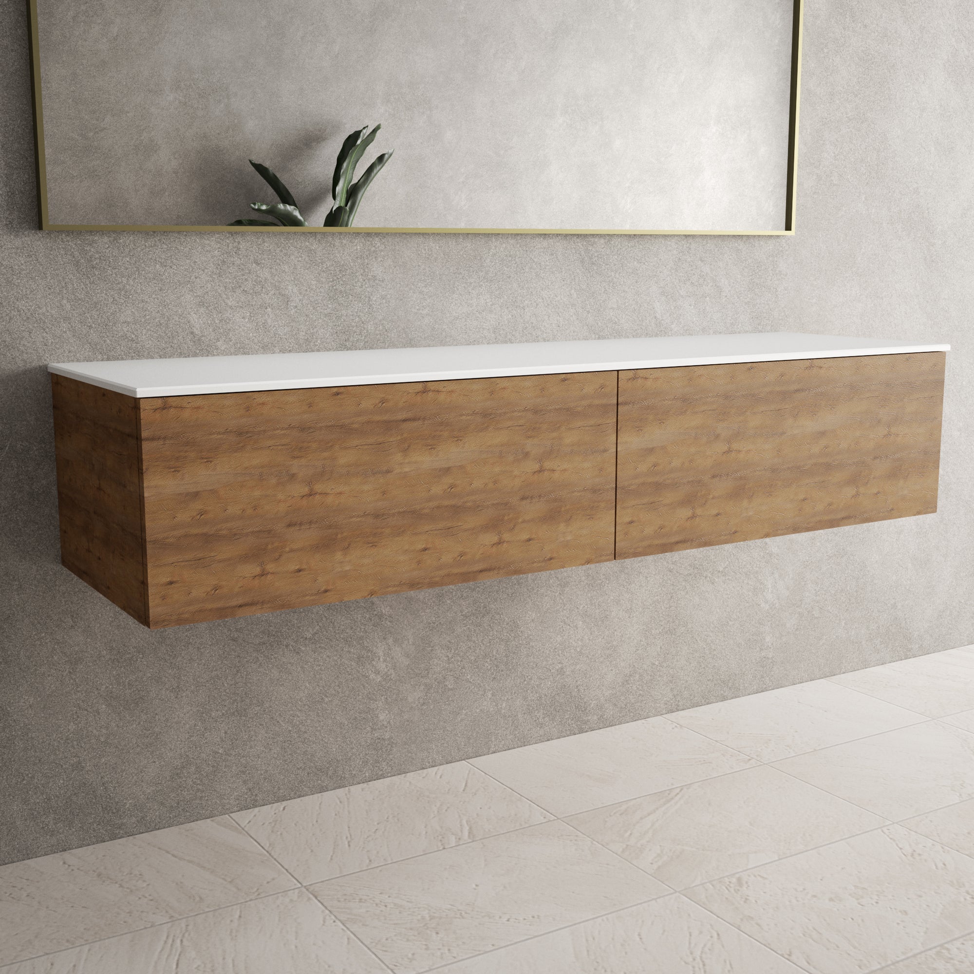 Raffinata Two Drawer Countertop Vanity Unit Oak 1600mm | 34 St John