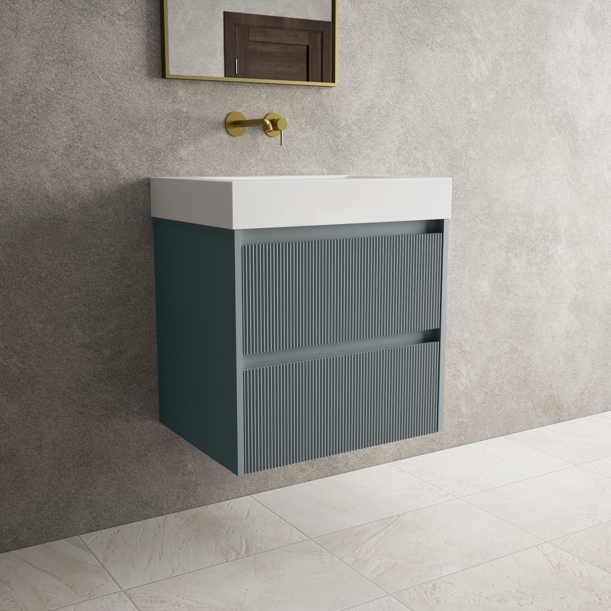 Scanalato 60cm Double Drawer Vanity Unit with BLOC Basin | 34 St John