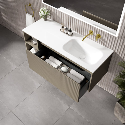 Scanalato Single Drawer Vanity Unit And LH Basin Soft Taupe 1200mm | 34 ...