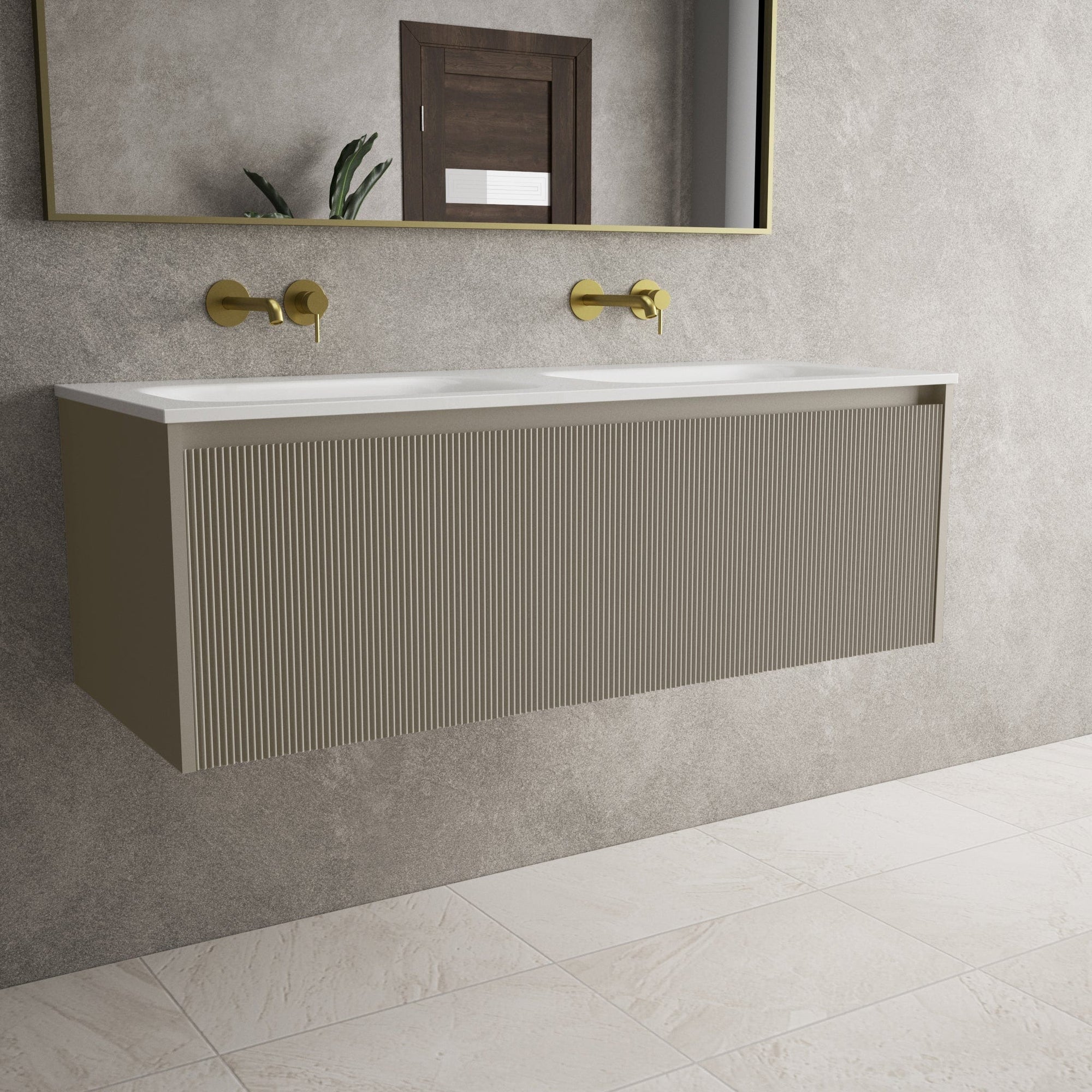 Soft Taupe Vanity Unit Double Basin 1200mm Scanalato | 34 St John