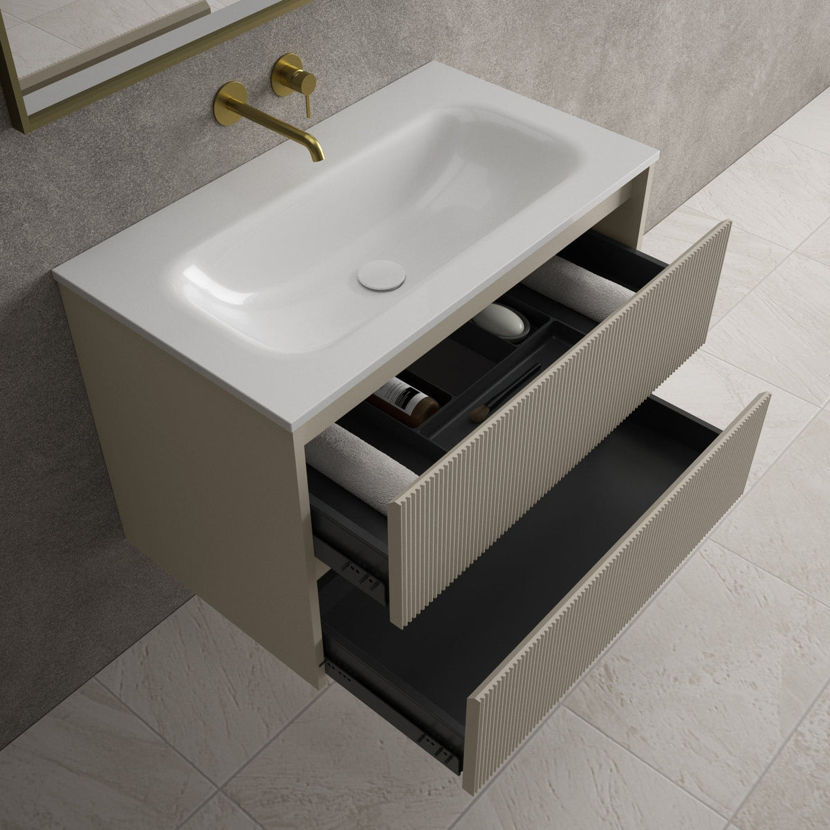 Soft Taupe Vanity Unit Basin 800mm Scanalato | 34 St John – 34 St John Ltd
