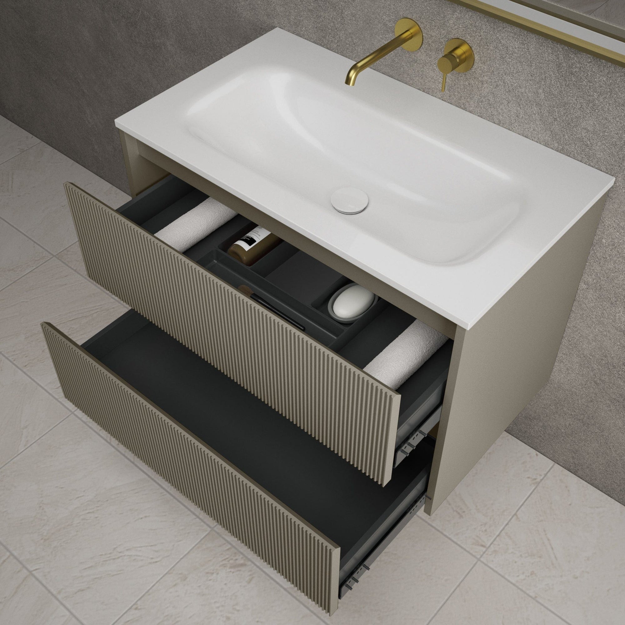 Soft Taupe Vanity Unit Basin 800mm Scanalato | 34 St John – 34 St John Ltd