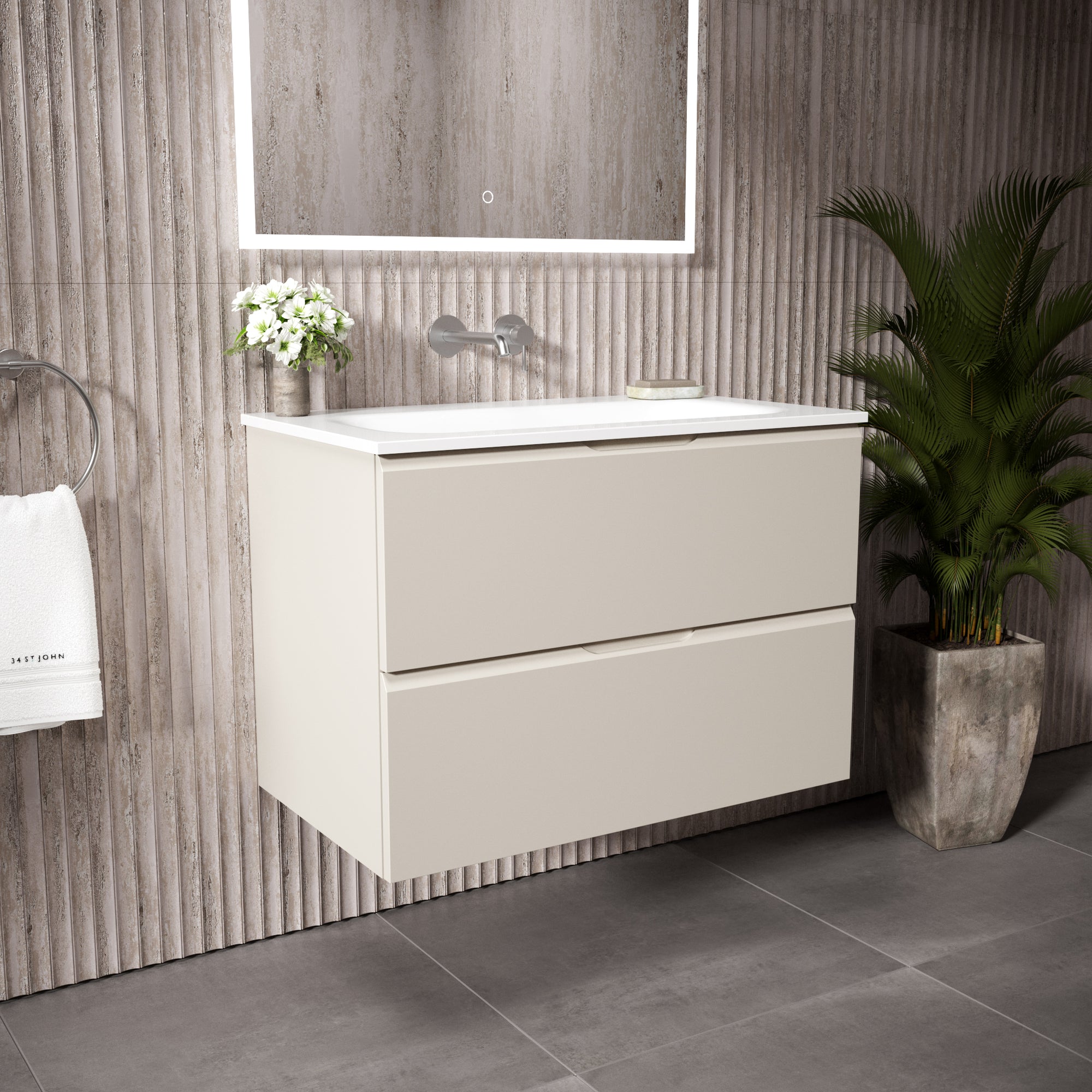 Tasca Two Drawer Vanity Unit Matt Cashmere 800mm | 34 St John