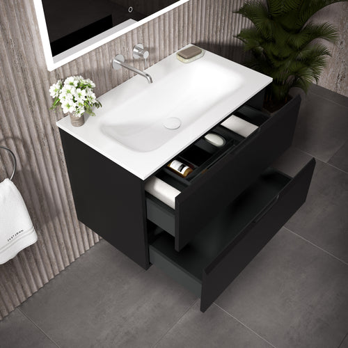 Black Matt Finish Two Drawer Vanity Unit 800mm Tasca | 34 St John