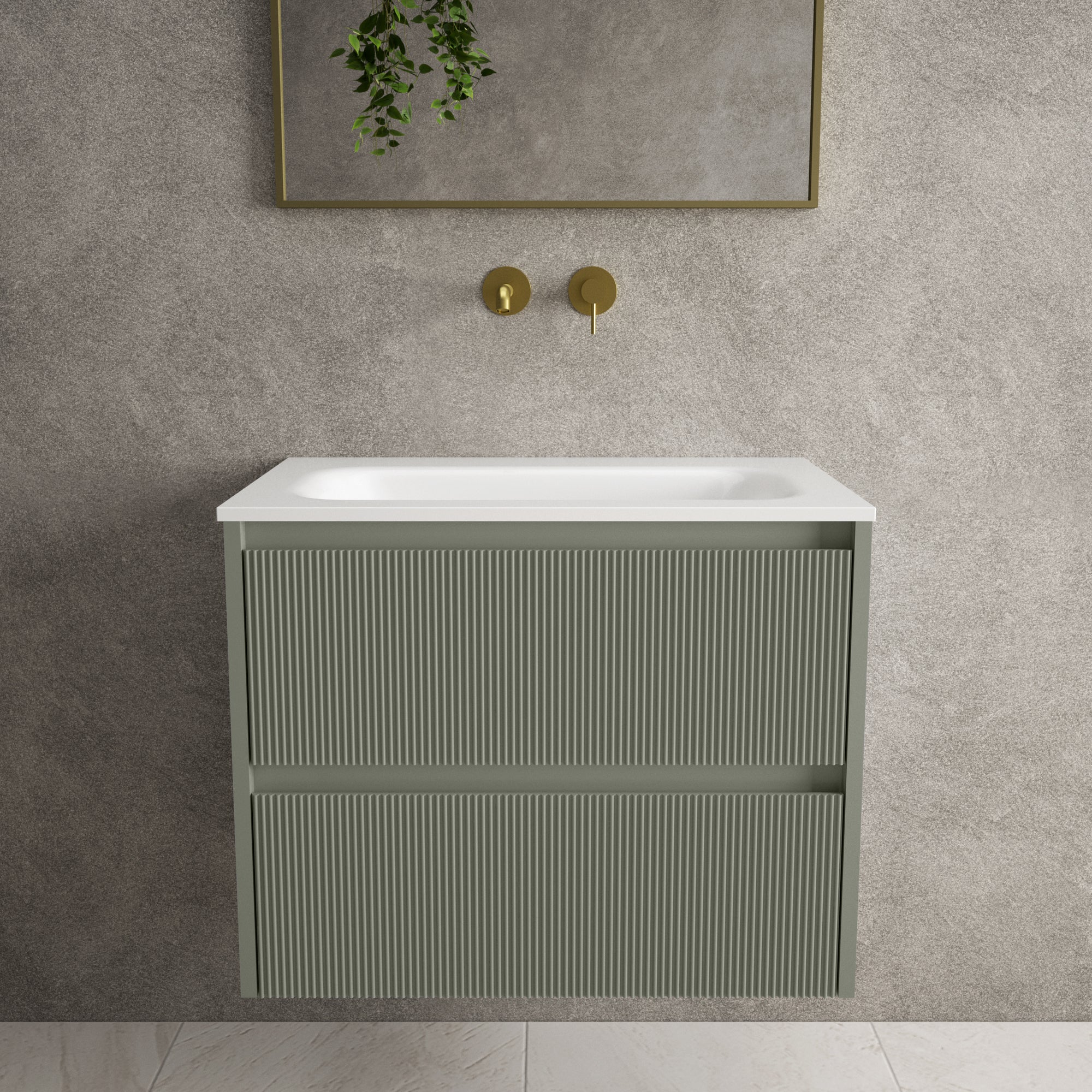 Scanalato Double Drawer Vanity Unit Basin Pistachio 700mm | 34 St John