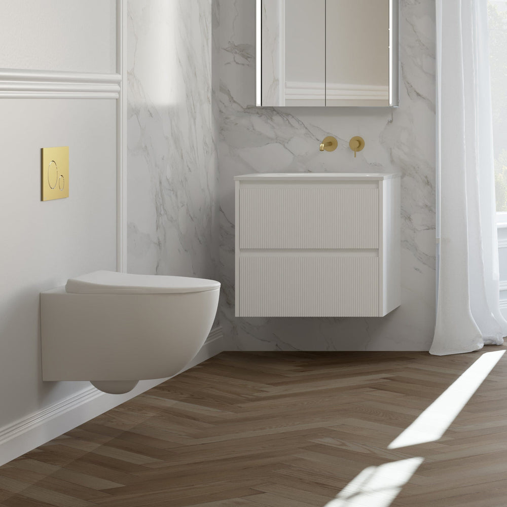Primo Dolce Wall Hung Spiralflush Toilet Frame & Brushed Brass Flush ...