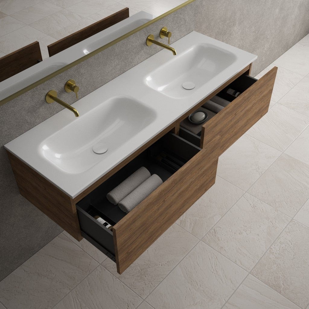 Oak Double Drawer Vanity Unit Basin 1400mm Raffinata | 34 St John – 34 ...
