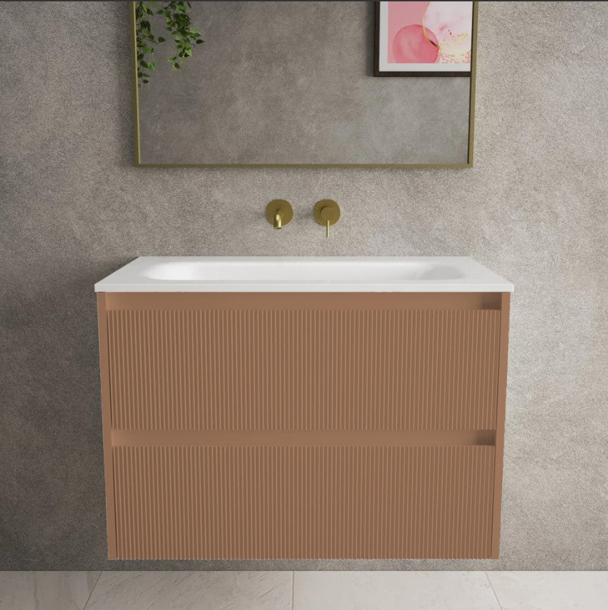 Scanalato 80cm Double Drawer Vanity Unit Mocha Mousse | 34 St John