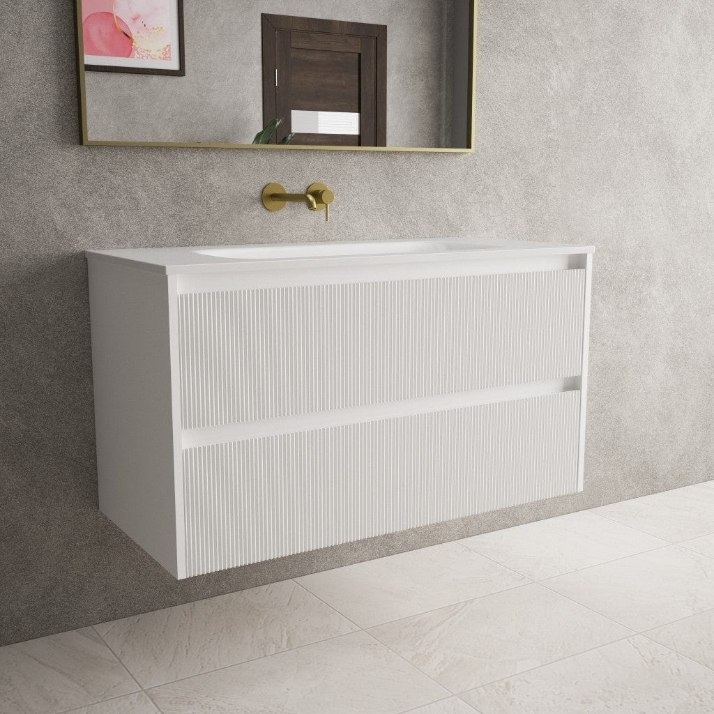 Scanalato Double Drawer Vanity Unit Basin Pure White 1000mm | 34 St John