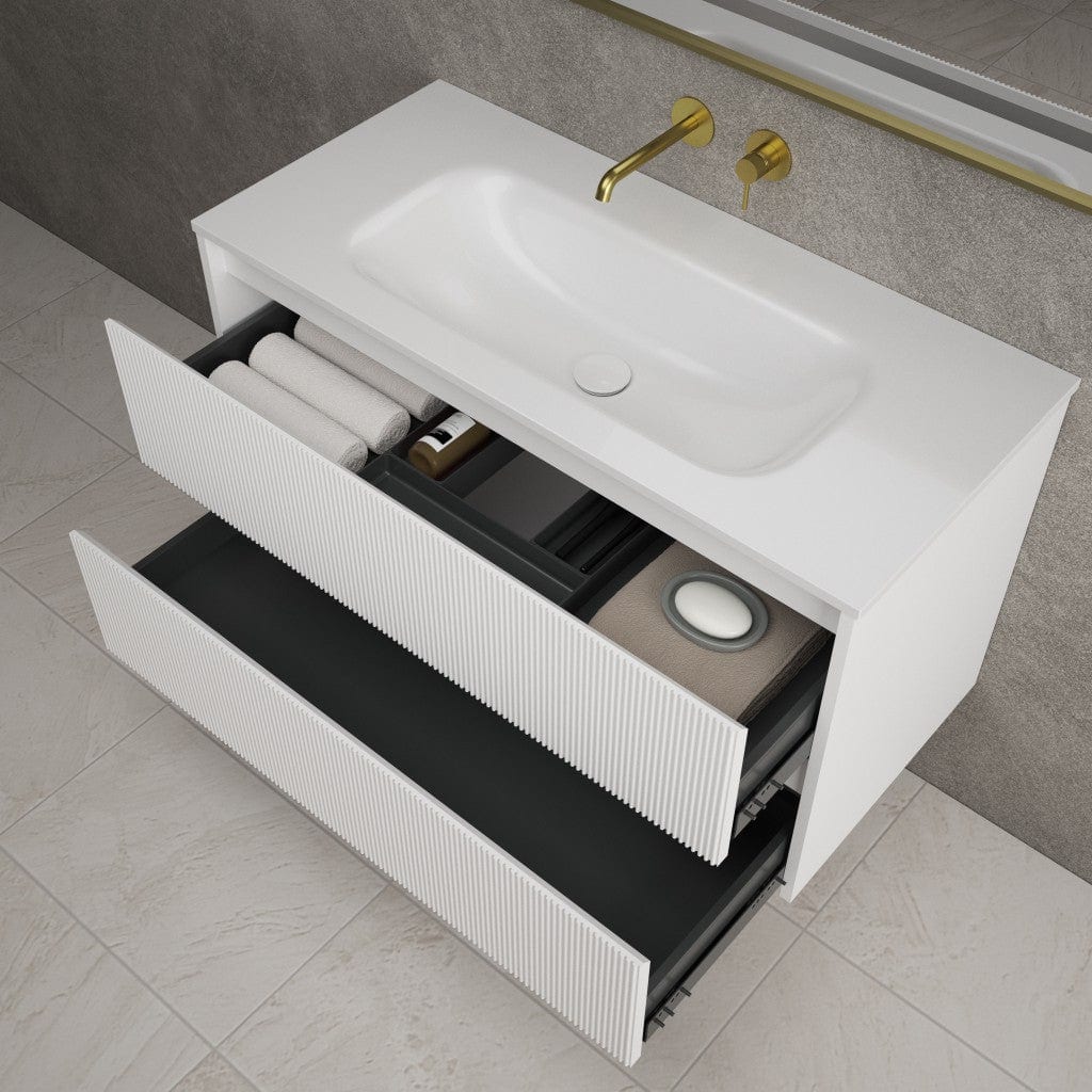 Scanalato Double Drawer Vanity Unit Basin Pure White 1000mm | 34 St John