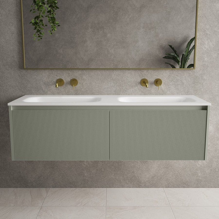 Pistachio Double Drawer Vanity Unit 600mm Scanalato | 34 St John