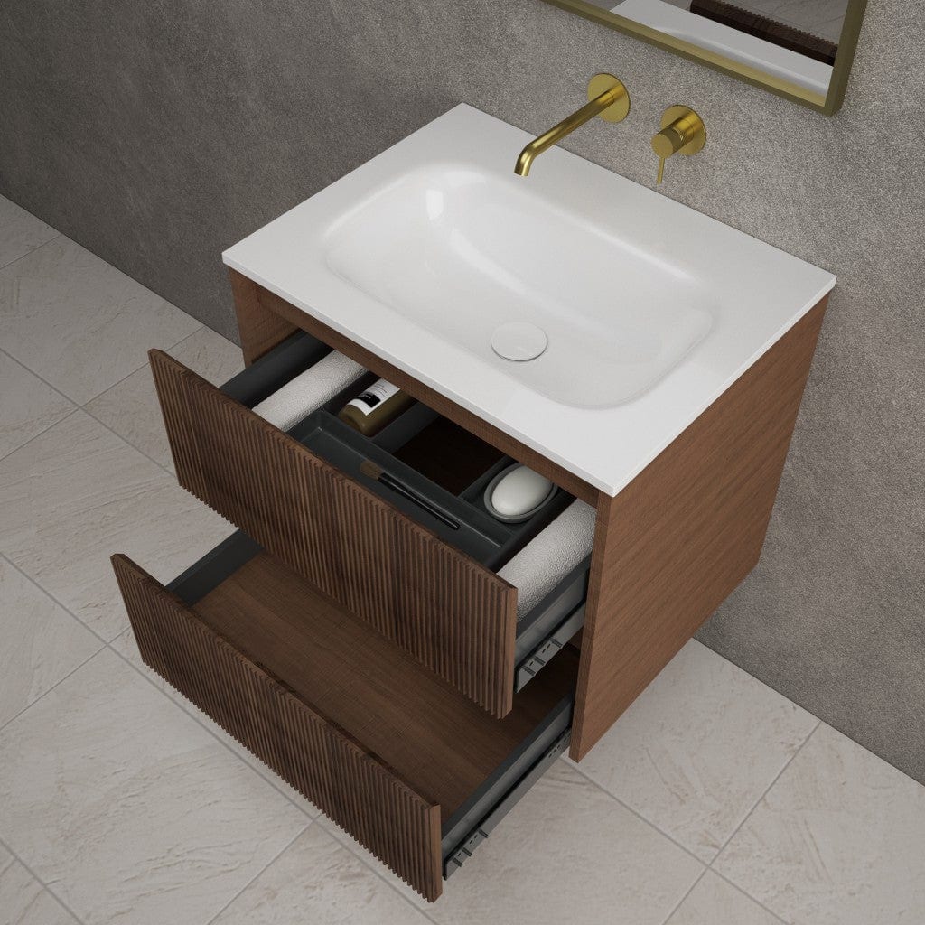 Walnut Double Drawer Vanity Unit 600mm Scanalato | 34 St John – 34 St ...
