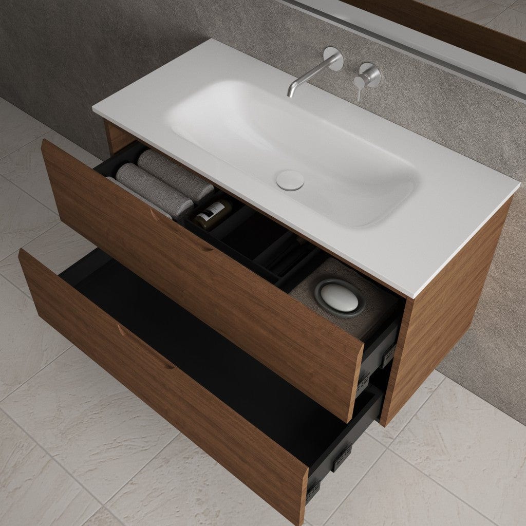 Tasca Two Drawer 1000mm Vanity Unit | Walnut Finish | 34 St John