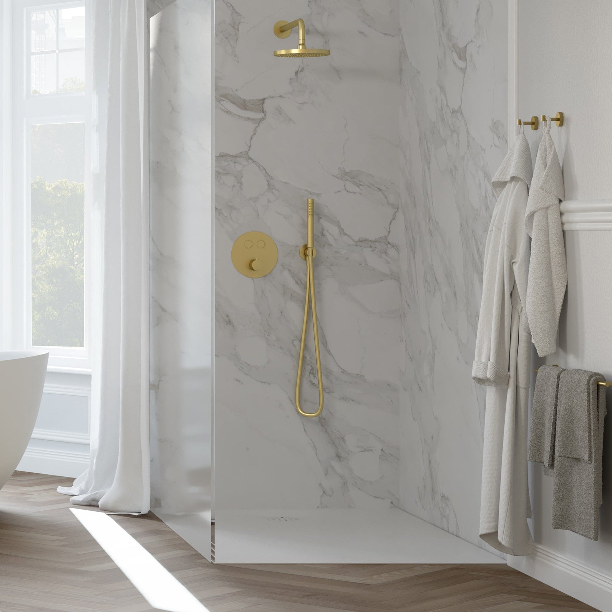 Two Way Push Button Thermostatic Shower Set With Handheld Shower ...